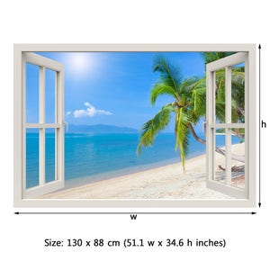 Window Frame Mural Tropical Beach With Coconut Palm Huge - Etsy