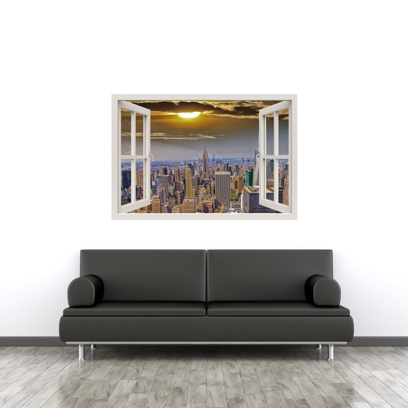 Window Frame Mural View of New York City at Nightfall Huge - Etsy