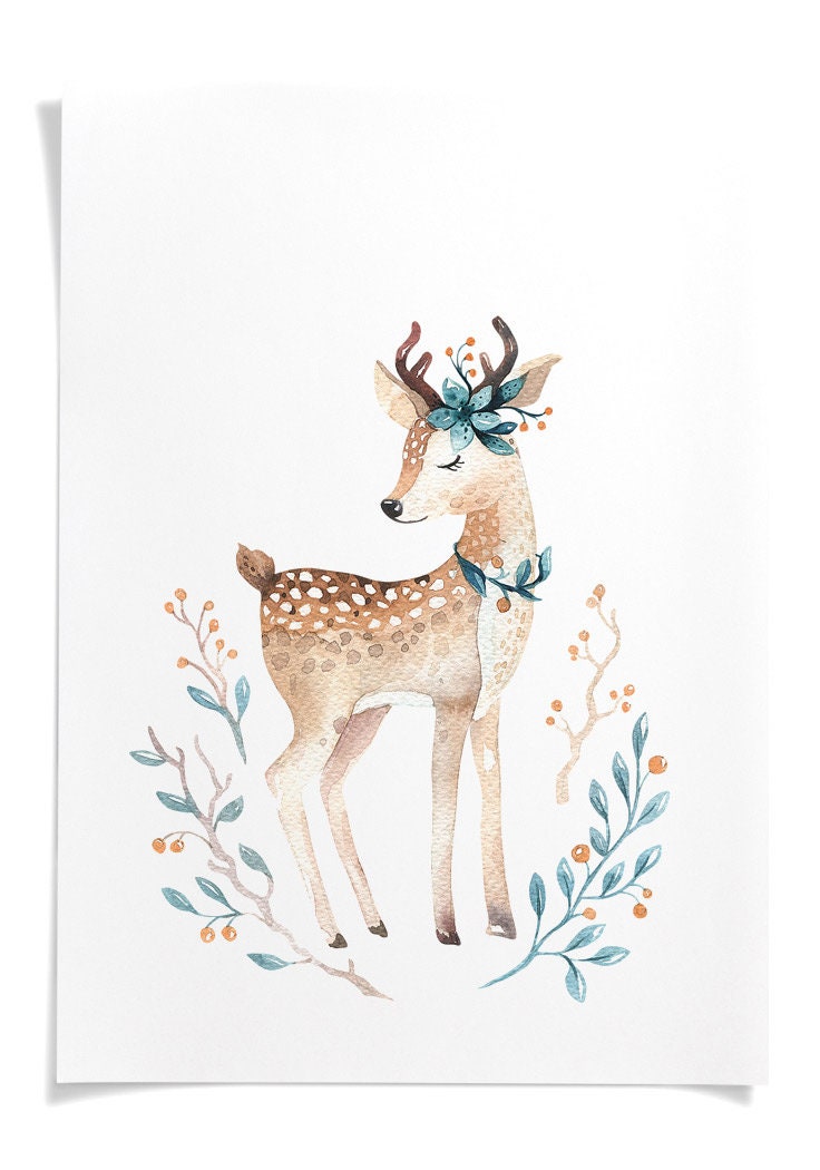 Watercolors Woodland Animals Poster Prints Set of 6 Wall | Etsy