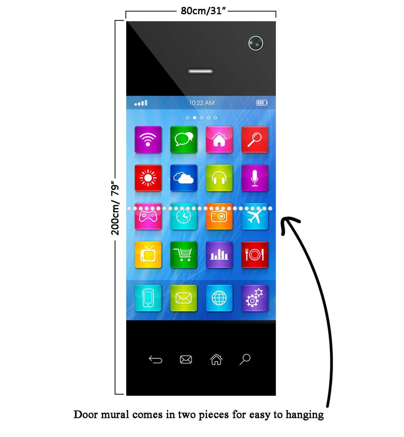 Door Mural Smart Phone App Self Adhesive Fabric Door Wrap - Etsy
