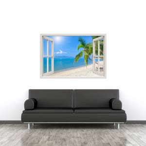 Window Frame Mural Tropical Beach With Coconut Palm Huge - Etsy