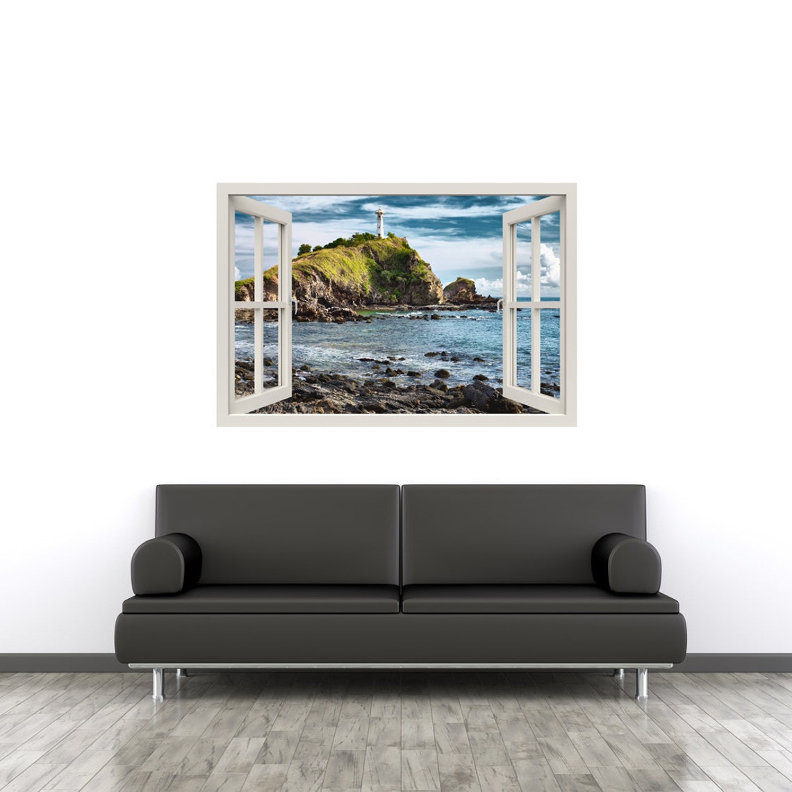 Window Frame Mural Lighthouse on a Cliff Huge Size Peel - Etsy