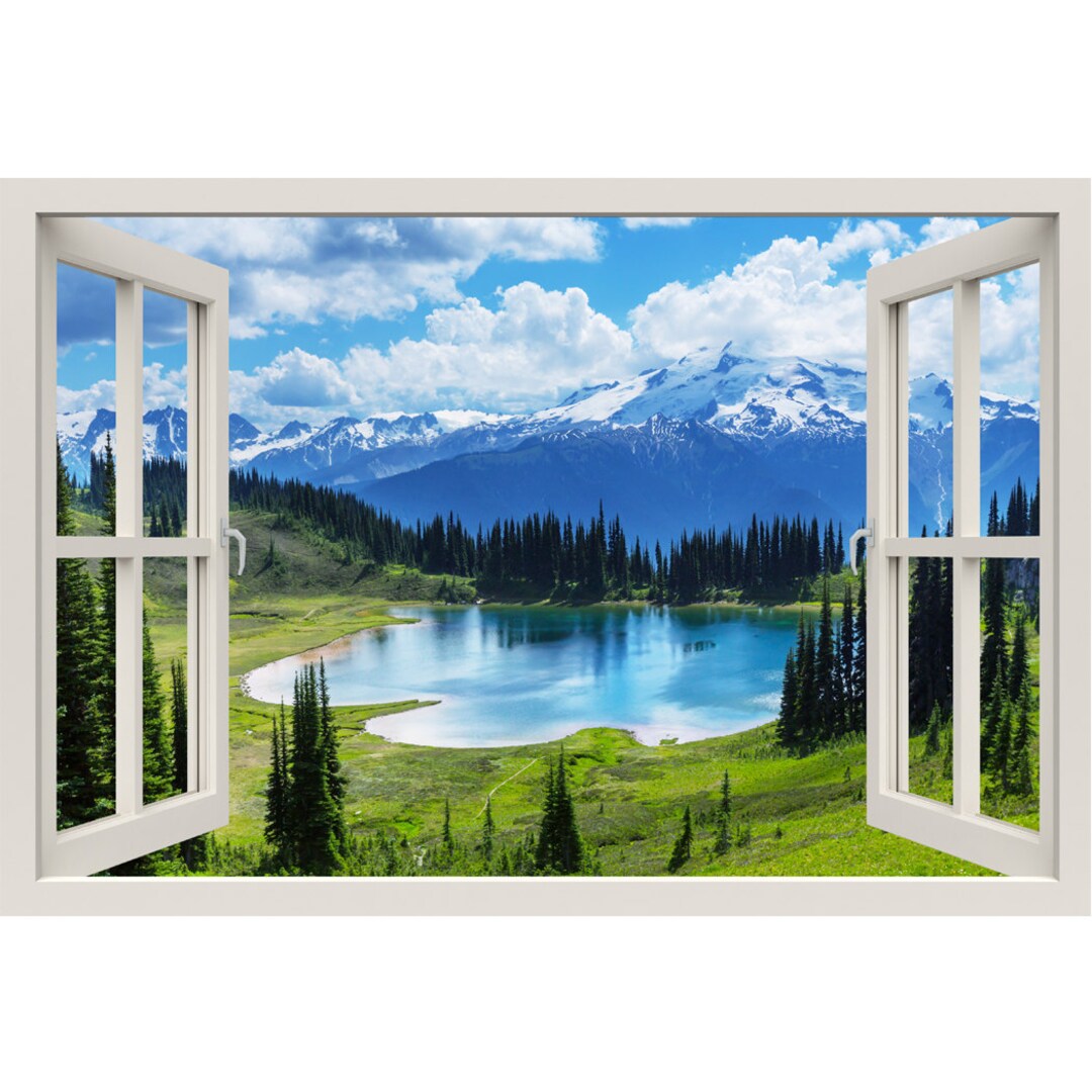 Window Frame Mural Cool Water of the Lake Huge Size Peel and Stick ...