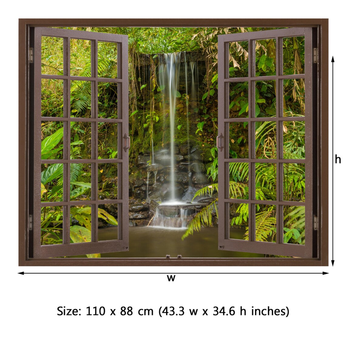 Window Frame Mural Waterfall in the Forest Huge Size Peel - Etsy