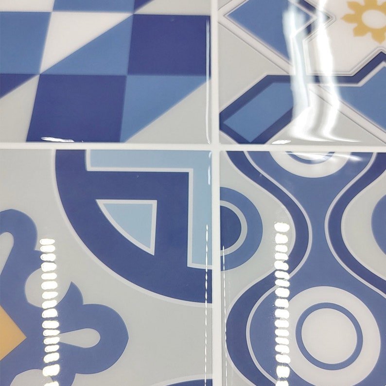 Peel and Stick Tile Stickers Pack of 5 Ranua Blue Self | Etsy