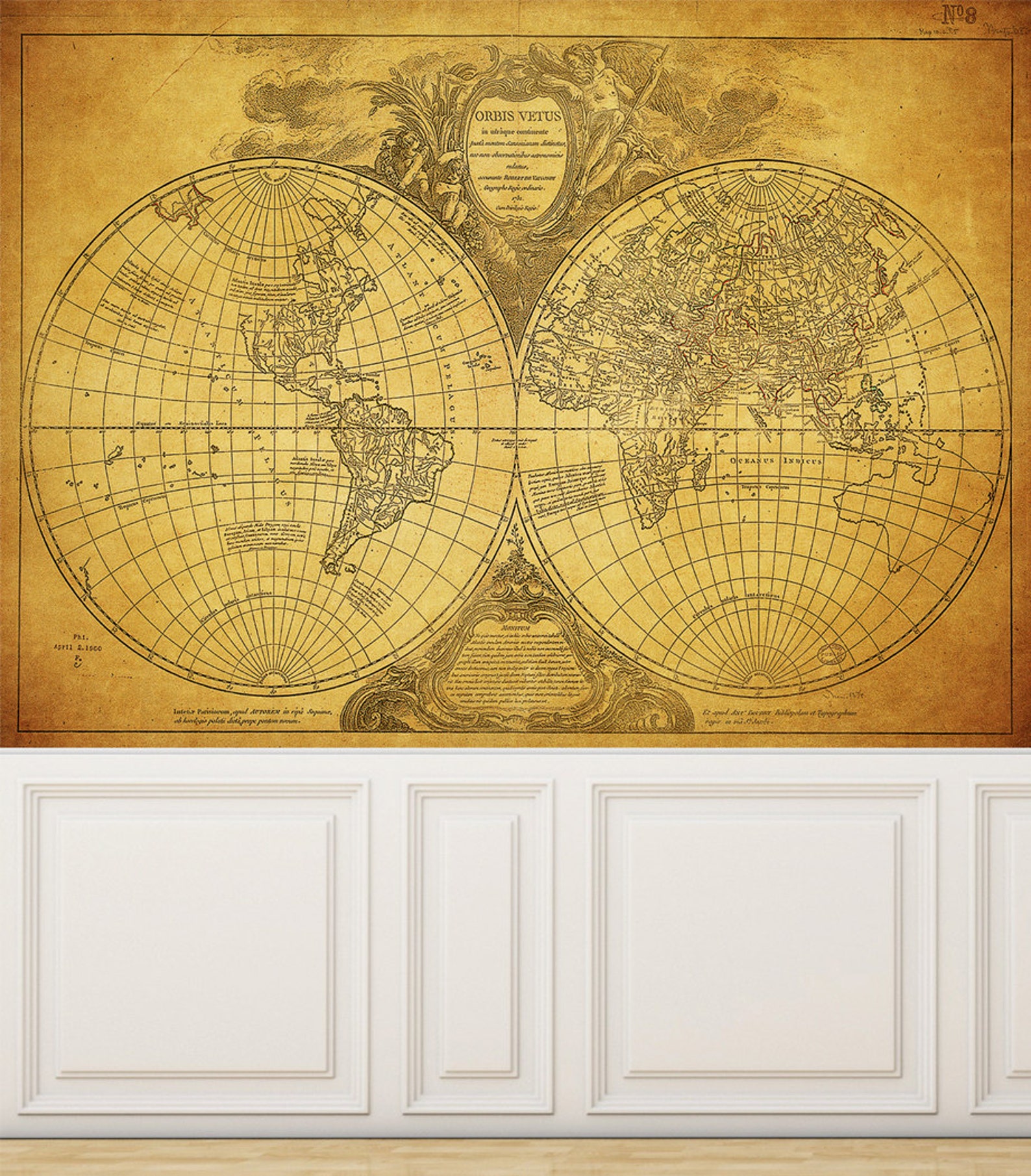 Wall Mural Grunge Old Map of the World Peel and Stick - Etsy