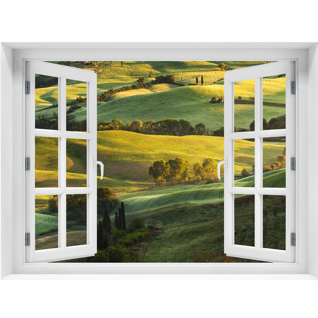 Window Wall Mural Beautiful Landscape, Peel and Stick Fabric Illusion ...