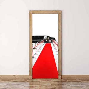 Door Mural Hollywood Red Carpet Self Adhesive Fabric Door Wrap Wall ...