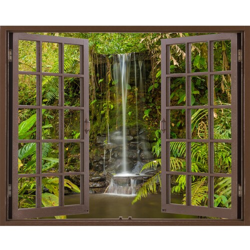 Window Frame Mural Waterfall in the Forest Huge Size Peel - Etsy