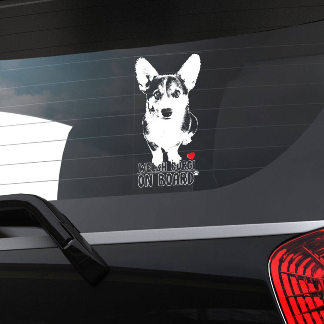 Car Window Sticker, Welsh Corgi Clear Film Decal for Art Print Dog Sign ...