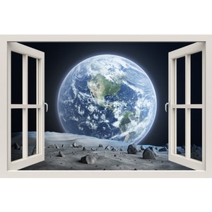 Window Frame Mural the Earth From the Moon Huge Size Peel and Stick ...