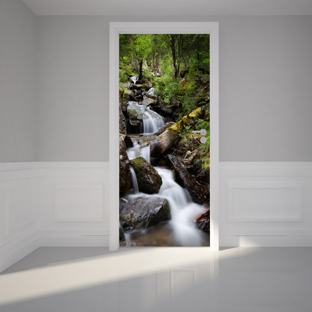 Door Wall Sticker Mountain Streams Self Adhesive Peel & Stick ...