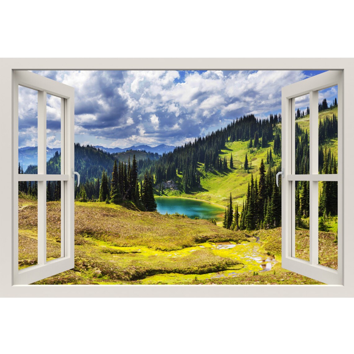 Window Frame Mural Great View of Lake Huge Size Peel and - Etsy