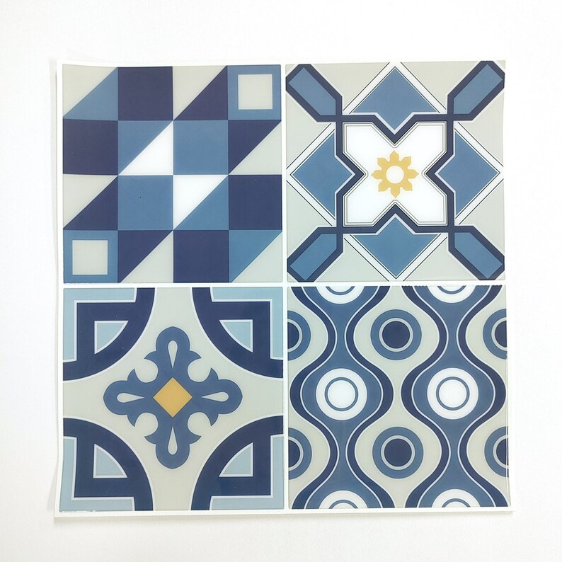 Peel and Stick Tile Stickers Pack of 5 Ranua Blue Self | Etsy