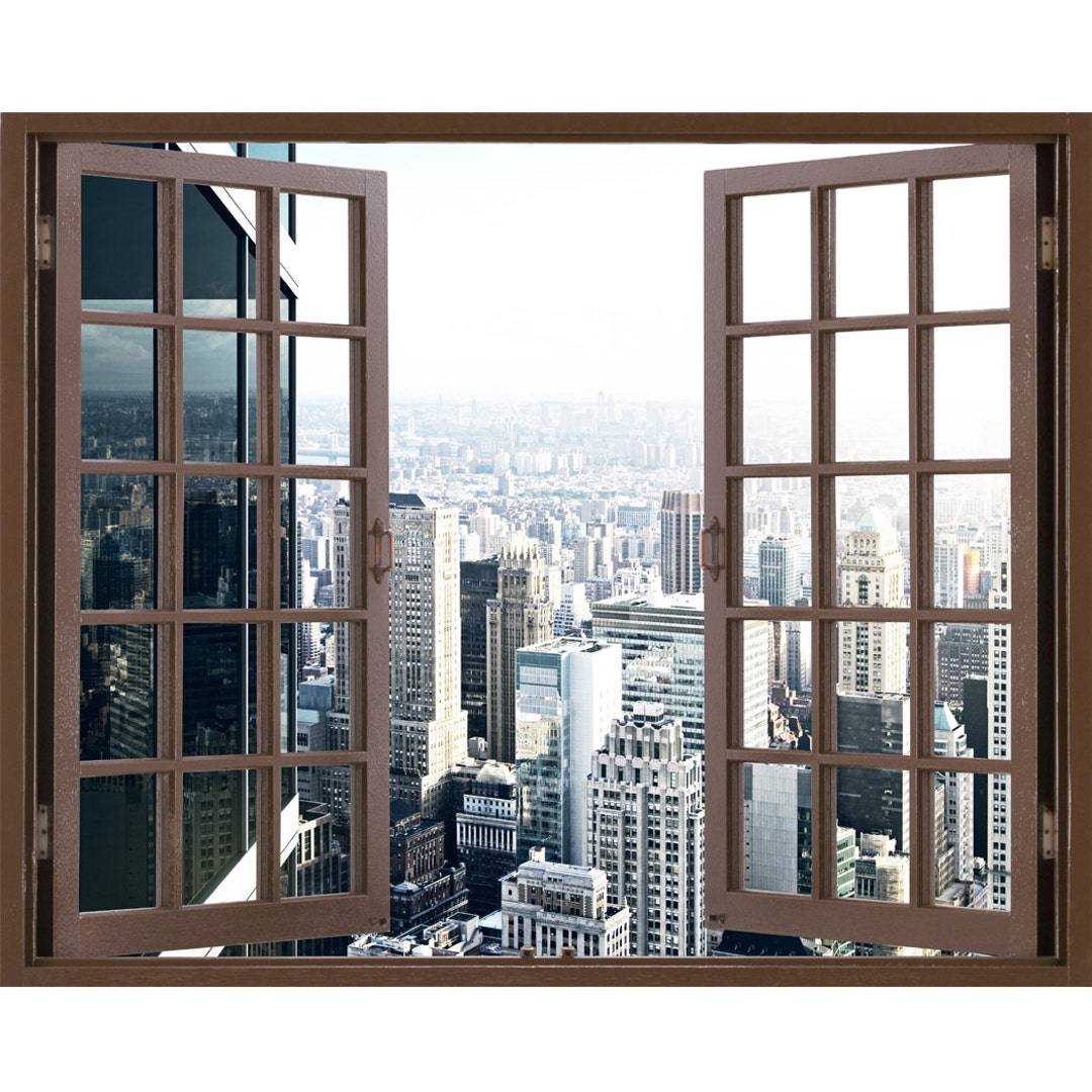 Window Frame Mural Office Building Huge Size Peel and Stick Fabric ...