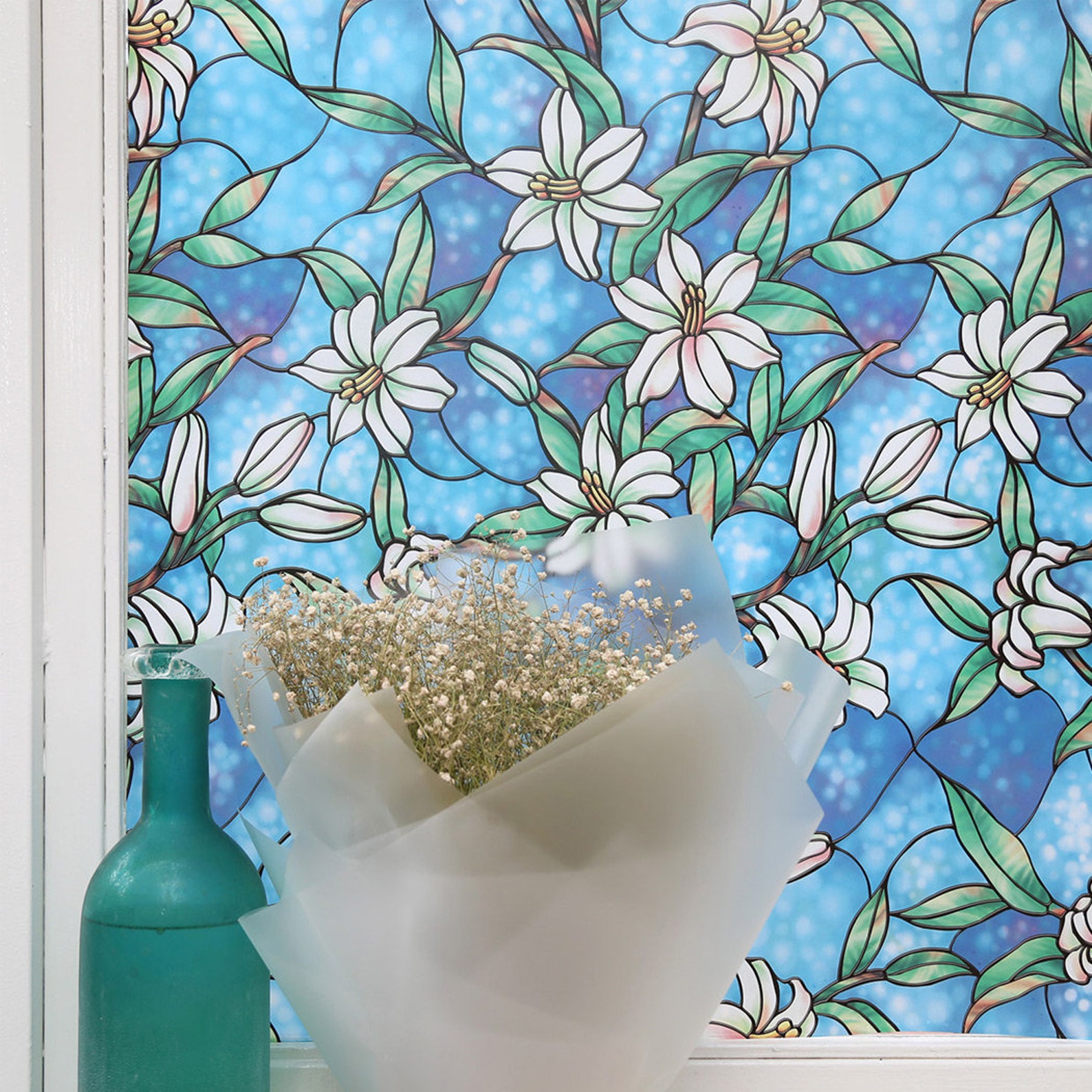 Decorative Privacy Stained Glass Window Film Nerja No-glue - Etsy