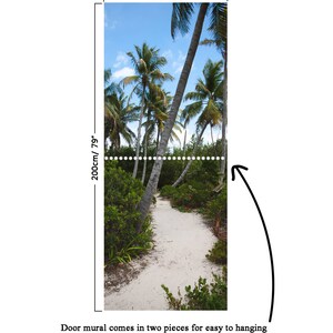 Door Mural Coconut Palm Trees and Road Self Adhesive Fabric Door Wrap ...