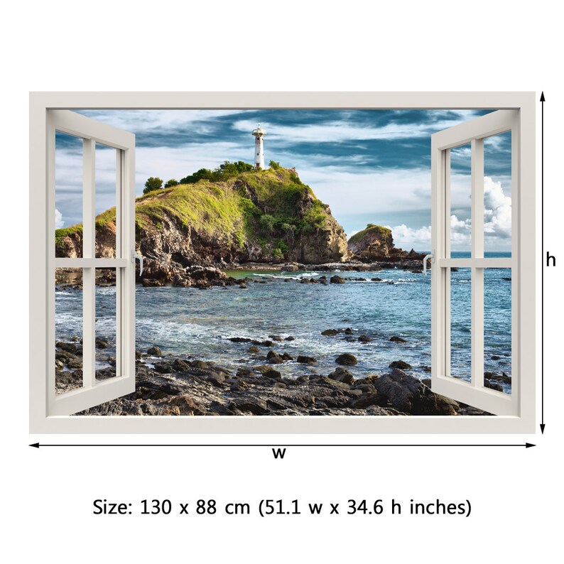 Window Frame Mural Lighthouse on a Cliff Huge Size Peel - Etsy