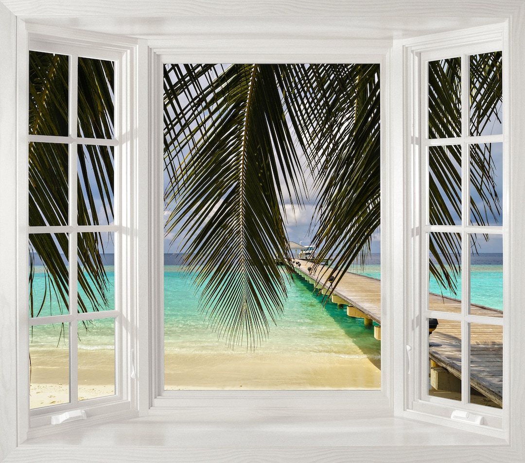 Window Decal Jetty Over the Ocean Huge Size Peel and Stick Fabric ...
