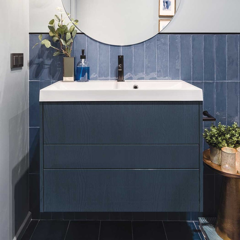 Matte Deep Turquoise Wallpaper Painted Look Wood Grain Self - Etsy