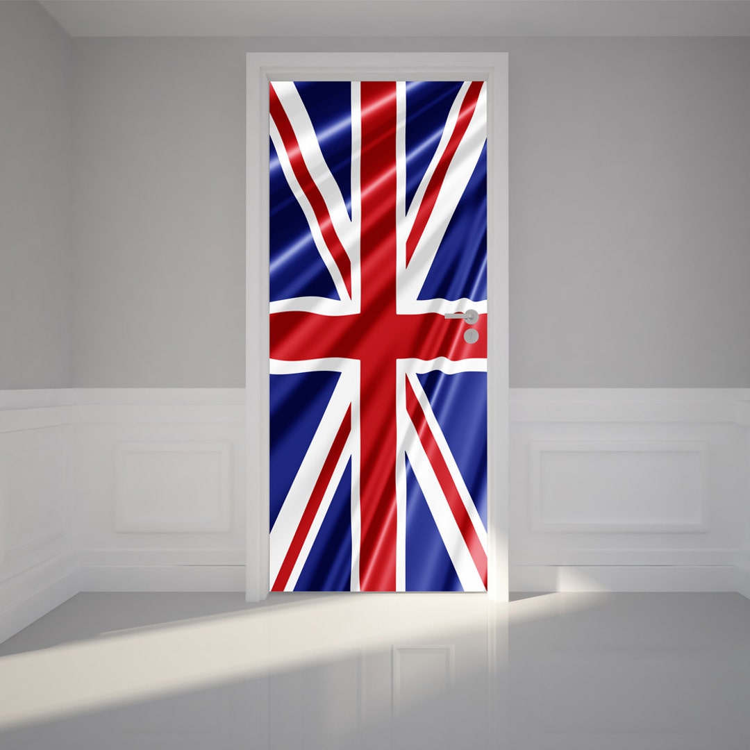 Door Wall Sticker Union Jack Flag Peel & Stick Repositionable Fabric ...