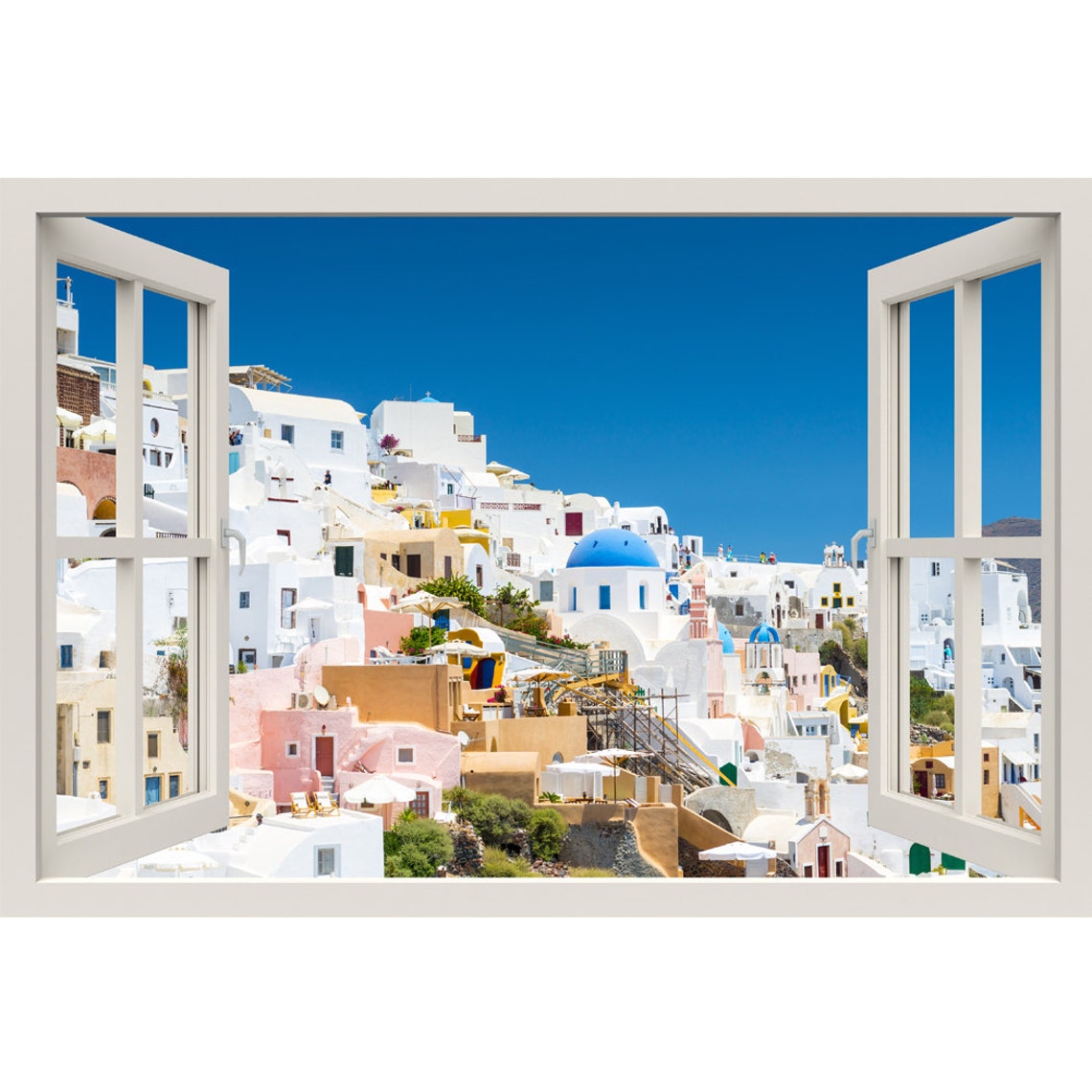 Window Frame Mural View of Santorini Huge Size Peel and - Etsy