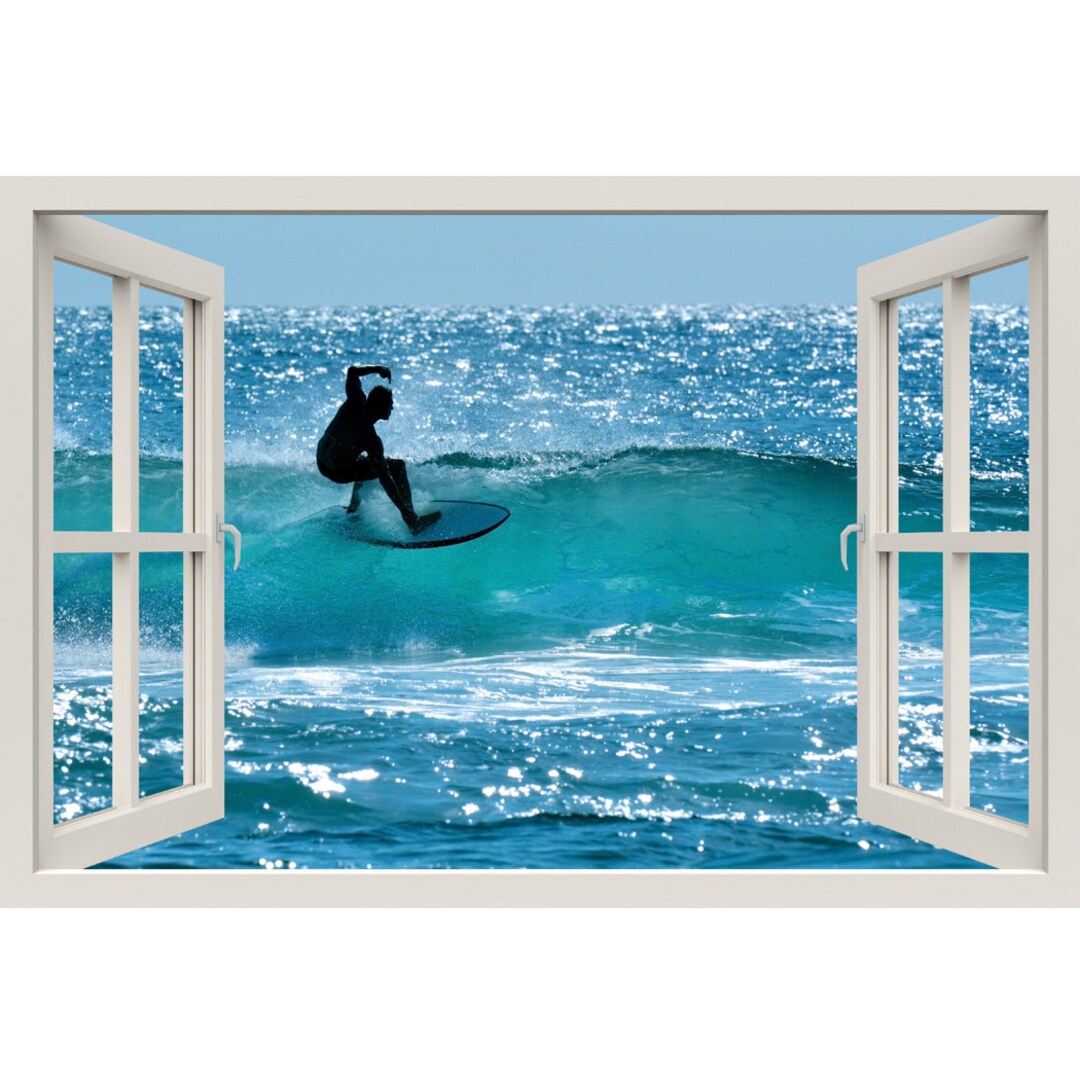 Window Frame Mural Surfers Huge Size Peel and Stick Fabric - Etsy