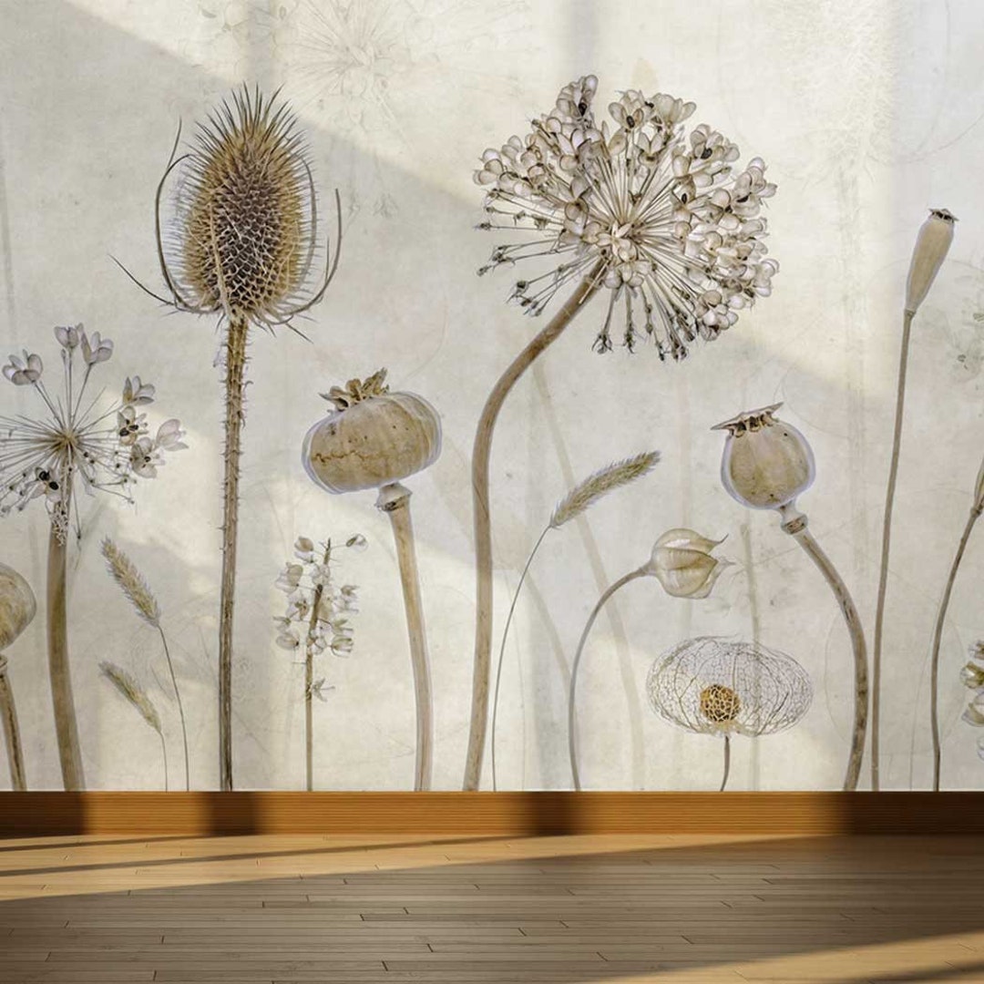 Wall Mural Growing Old Dried Botanical Seed Peel and Stick - Etsy
