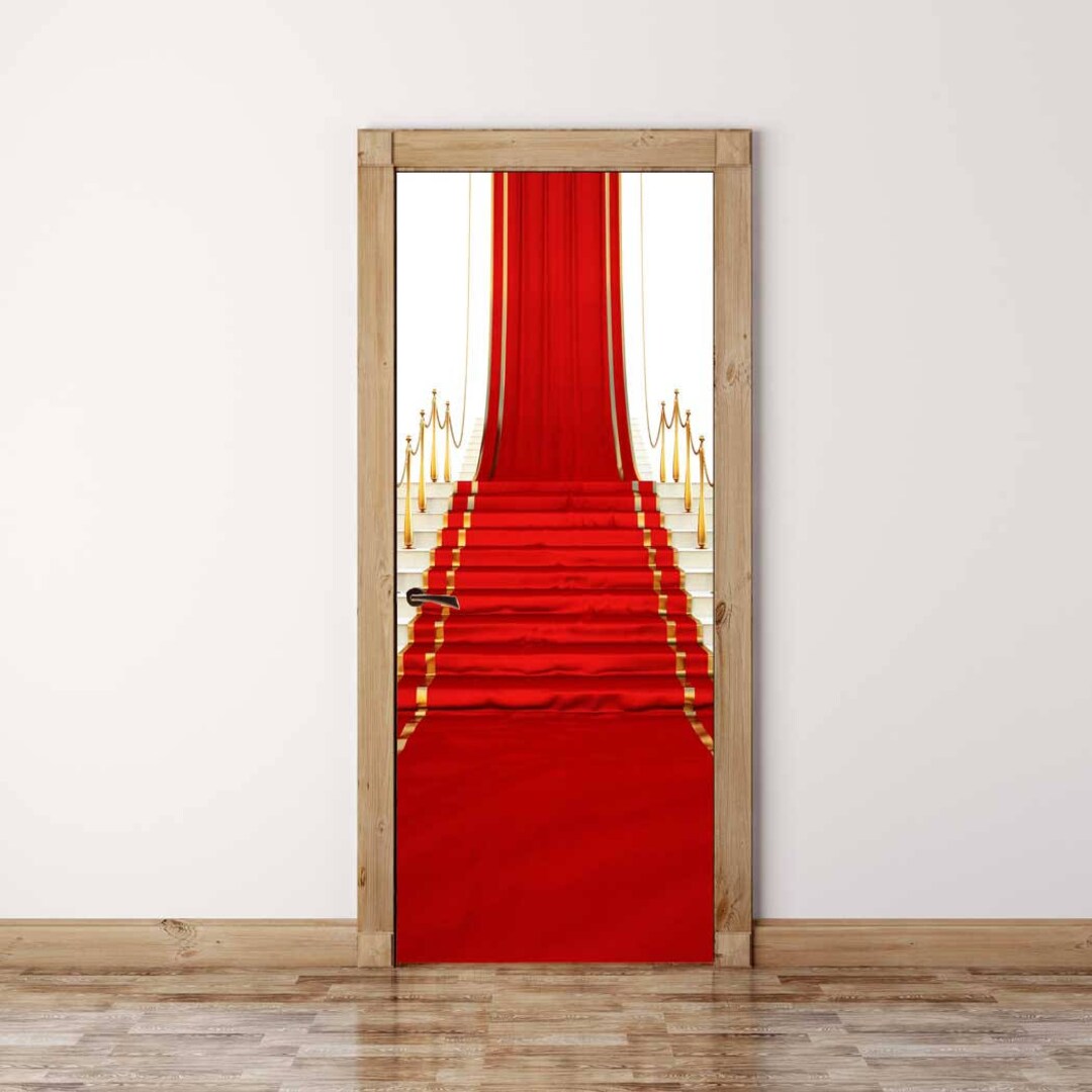 Door Mural Red Carpet Self Adhesive Fabric Door Wrap Wall Sticker - Etsy