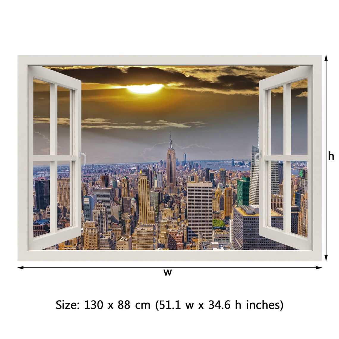 Window Frame Mural View of New York City at nightfall Huge | Etsy