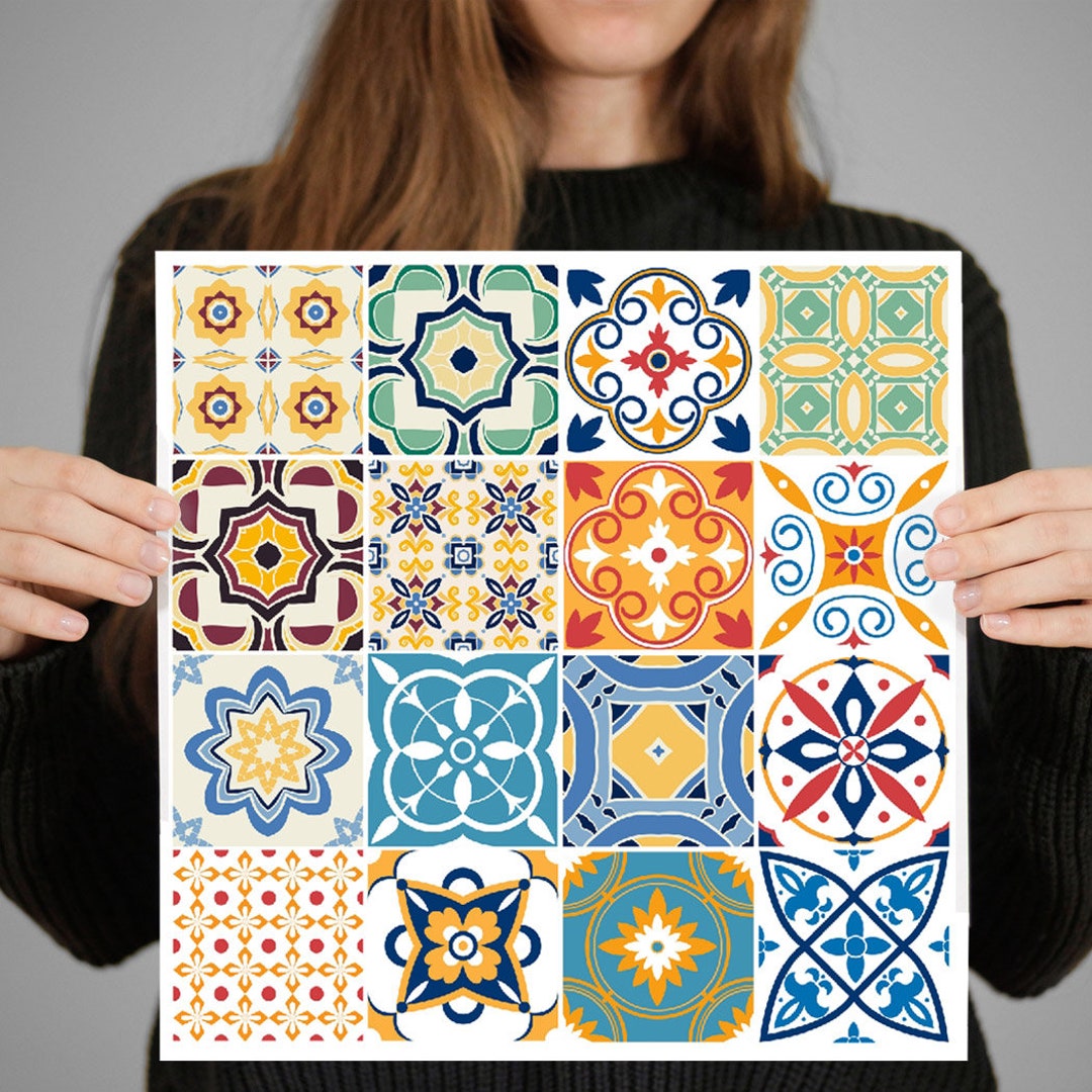 Decorative Tiles Stickers Utena Pack of 16 Tiles Tile Decals Art for ...