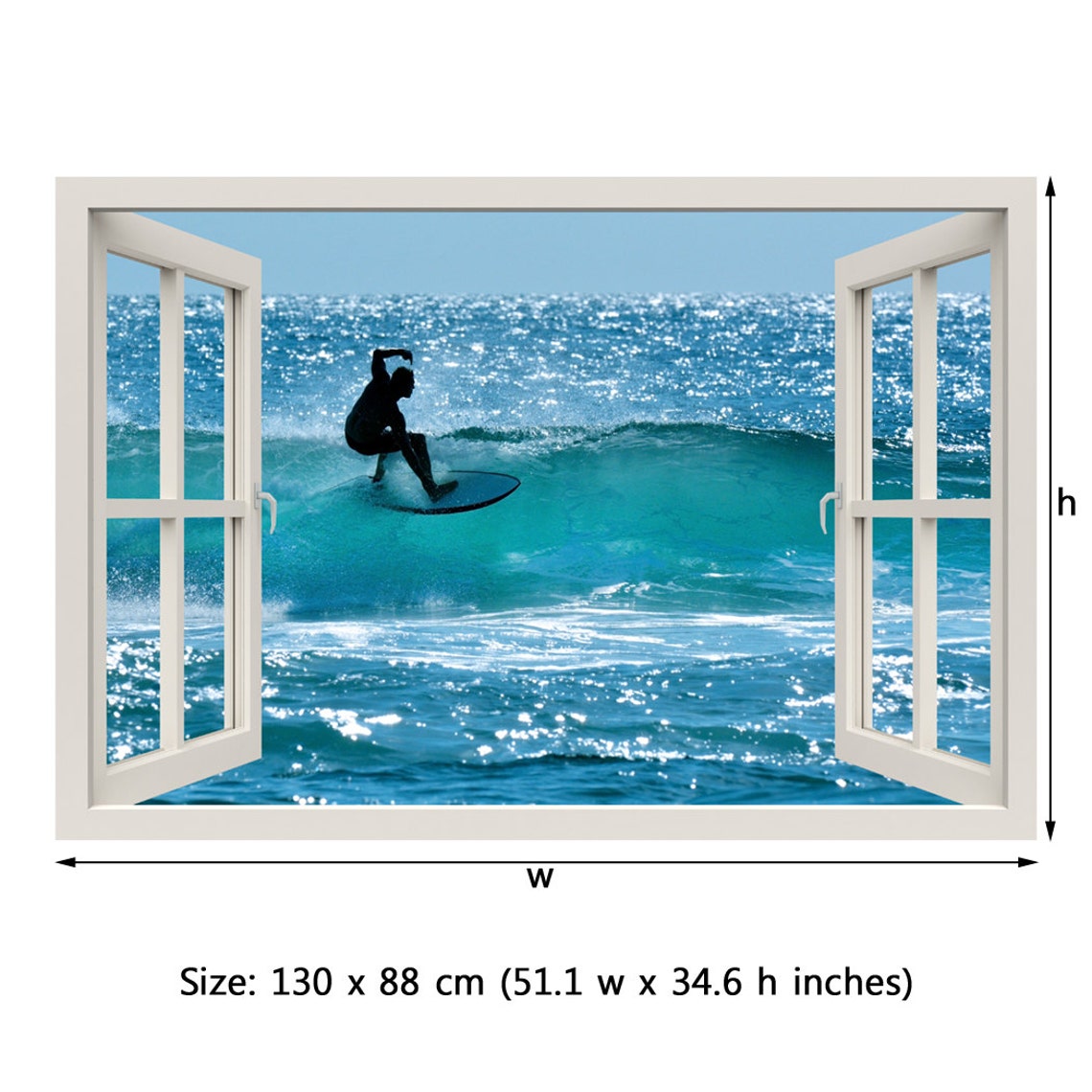 Window Frame Mural Surfers Huge Size Peel and Stick Fabric - Etsy