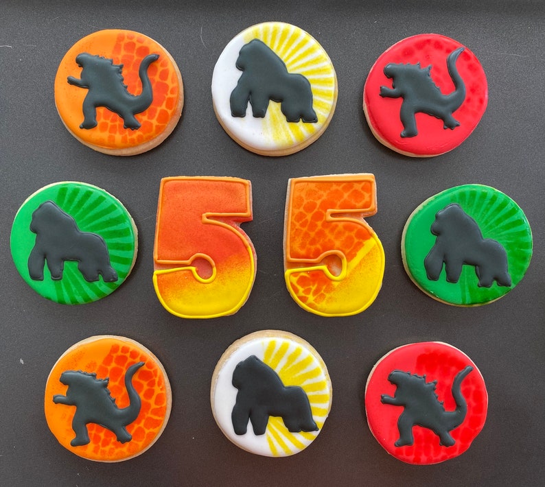 GODZILLA KONG RAWR X12 Inspired Decorated Cookies Kids - Etsy