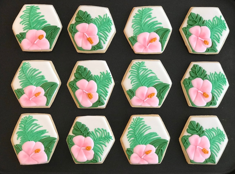 TROPICAL HIBISCUS FLOWER x12 inspired flower cookies luau | Etsy