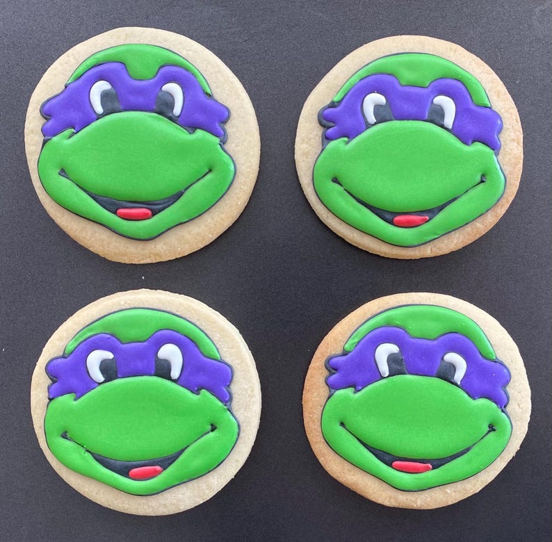 PIZZA TURTLES X12 Inspired Vanilla Sugar Cookies - Custom Decorated ...