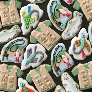 FISHING CAMPING HOBBY Inspired Decorated Cookies Kids Birthday Party ...