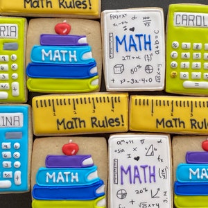 12 TEACHER Appreciation SCHOOL Themed Cookies - MATH - Social Studies ...