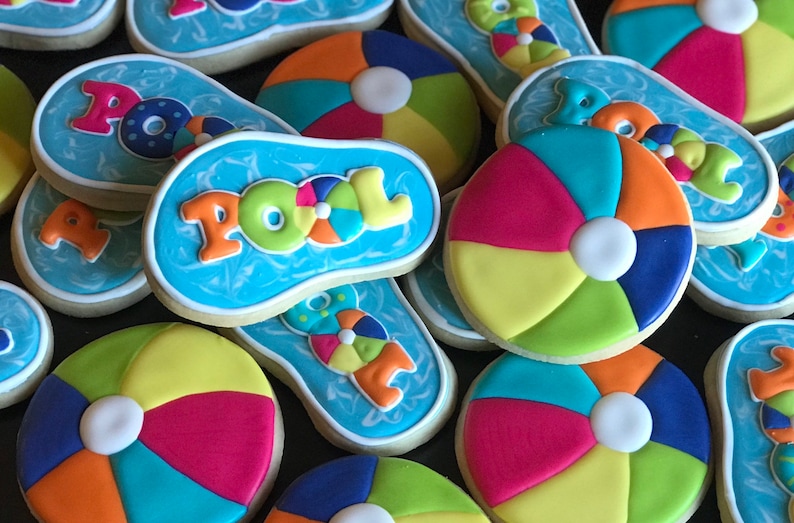 Pool Swim Party Sugar Cookies: Luau Hawaiian Set of 12 - Etsy