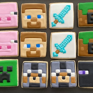 MINECRFT Inspired Vanilla Sugar Cookies CREEPER stampy Cat Tnt Birthday ...