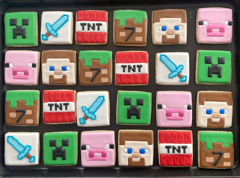 MINECRFT Inspired Vanilla Sugar Cookies CREEPER -stampy Cat - Tnt ...