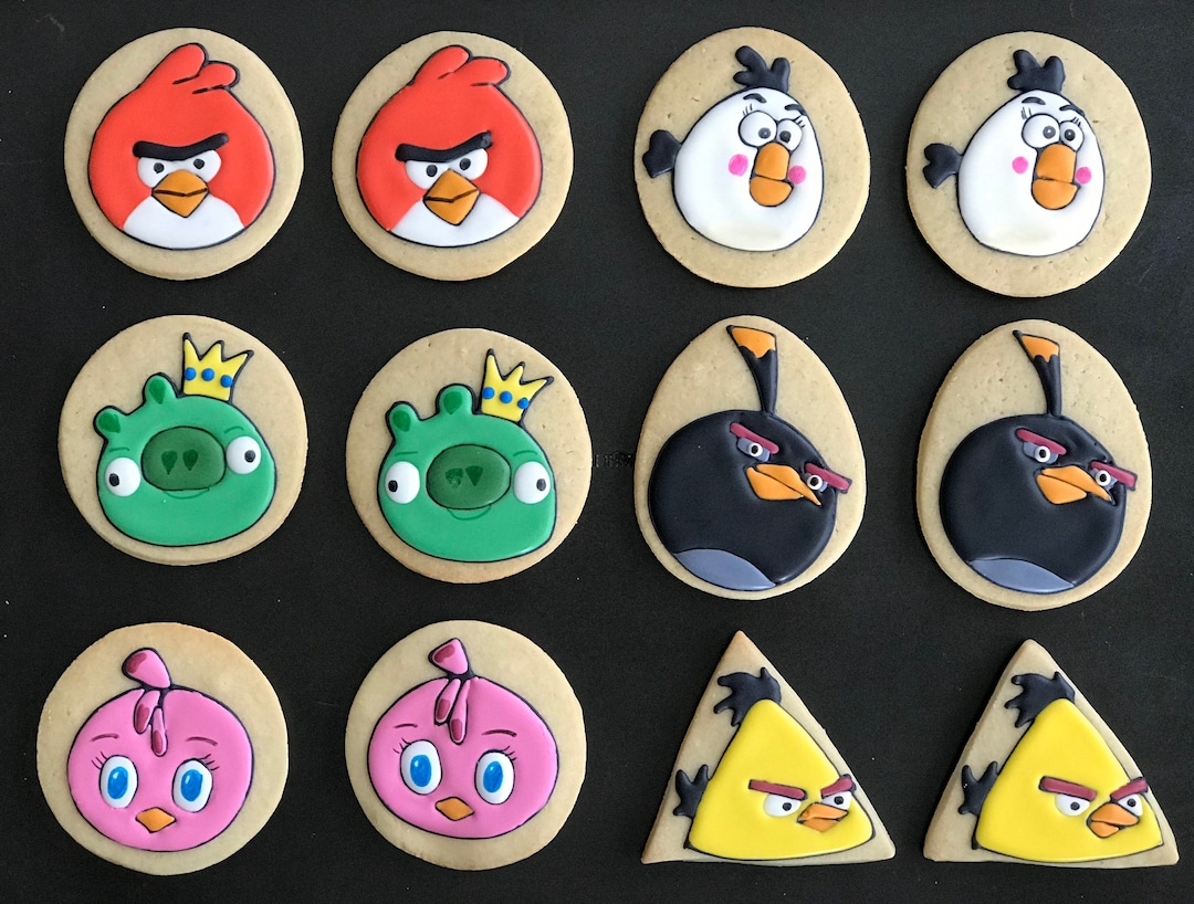 ANGR BRDS X12 Vanilla Sugar Cookies - Kids Birthday Party - Red Bird ...