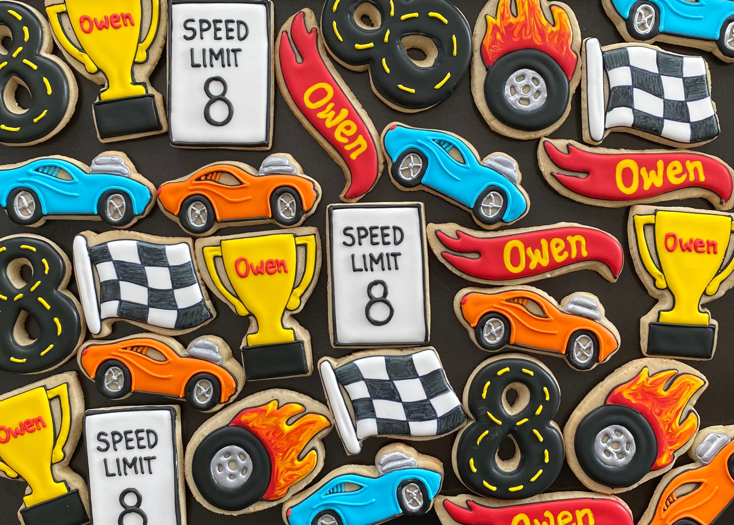 CAR RACING X12 Vanilla Sugar Cookies Birthday, Party, Invitation, Boys ...