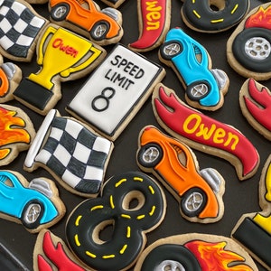 CAR RACING X12 Vanilla Sugar Cookies Birthday, Party, Invitation, Boys ...