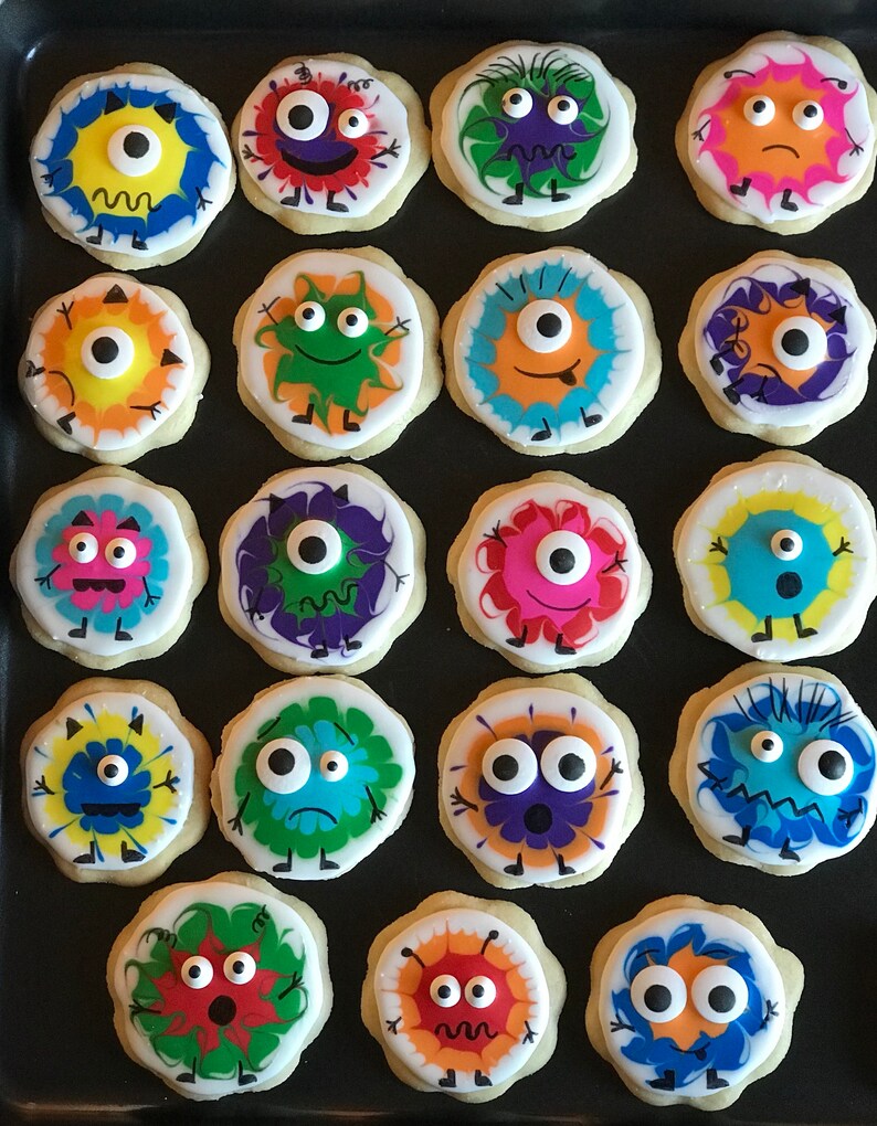 LITTLE MONSTER X12 Decorated COOKIES Themed Vanilla Sugar - Etsy
