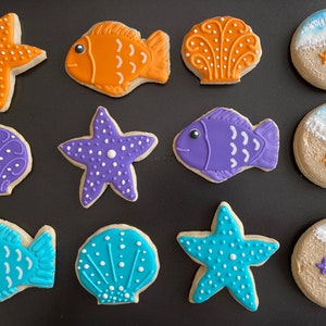 BEACH fish under the SEA cookies x12 girl baby shower | Etsy