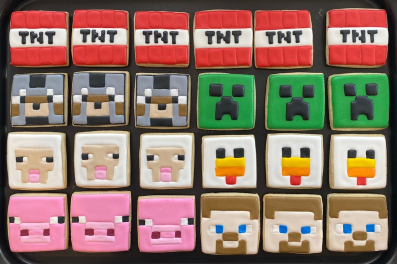 MINECRFT Inspired Vanilla Sugar Cookies CREEPER -stampy Cat - Tnt ...