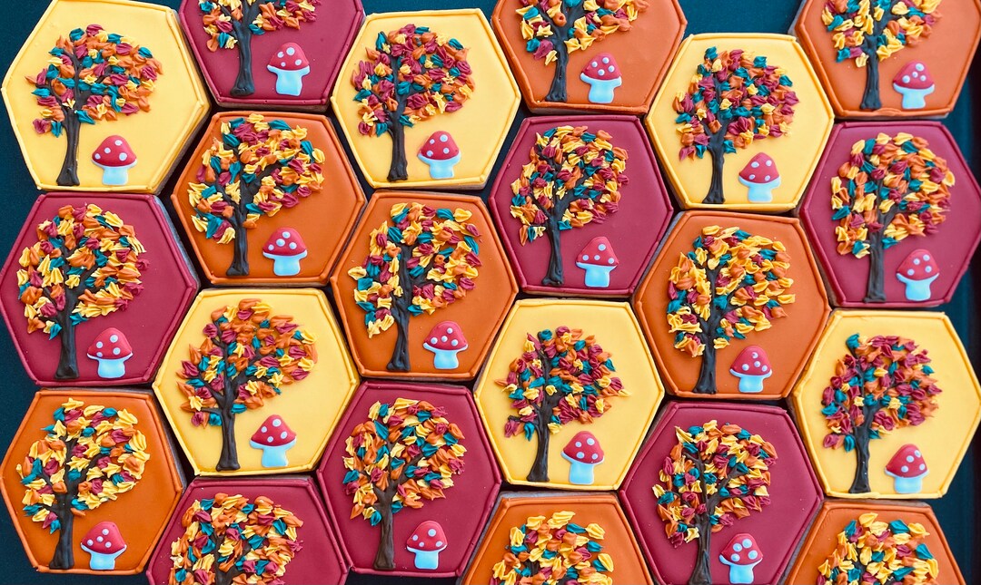 12 FALL TREES Themed Vanilla Sugar Cookies - AUTUMN - Etsy