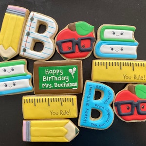 12 TEACHER Appreciation SCHOOL Themed Cookies - MATH - Social Studies ...