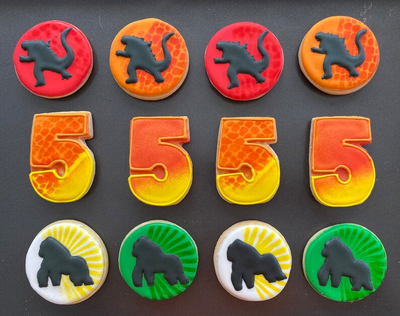 GODZILLA KONG RAWR X12 Inspired Decorated Cookies Kids - Etsy