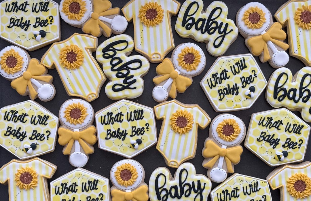 Baby Bee Sugar Cookies: Baby Shower Theme, Set of 12 - Etsy